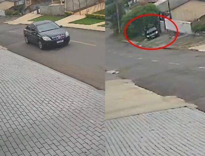 Vídeo mostra carro desgovernado descendo ladeira e batendo